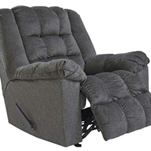 Signature Design by Ashley Drakestone Tufted Manual Rocker Recliner with Lumber Heat and Massage, Gray