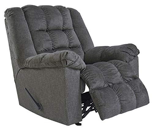 Signature Design by Ashley Drakestone Tufted Manual Rocker Recliner with Lumber Heat and Massage, Gray