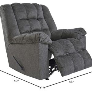 Signature Design by Ashley Drakestone Tufted Manual Rocker Recliner with Lumber Heat and Massage, Gray