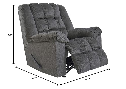 Signature Design by Ashley Drakestone Tufted Manual Rocker Recliner with Lumber Heat and Massage, Gray