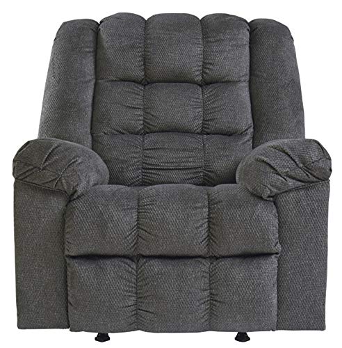 Signature Design by Ashley Drakestone Tufted Manual Rocker Recliner with Lumber Heat and Massage, Gray