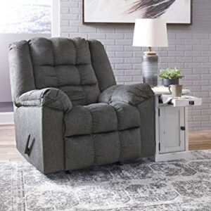 Signature Design by Ashley Drakestone Tufted Manual Rocker Recliner with Lumber Heat and Massage, Gray