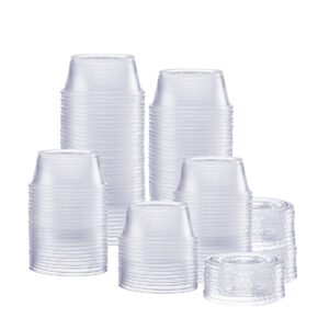 comfy package [200 sets - 3.25 oz.] plastic disposable portion cups with lids, souffle cups, jello cups