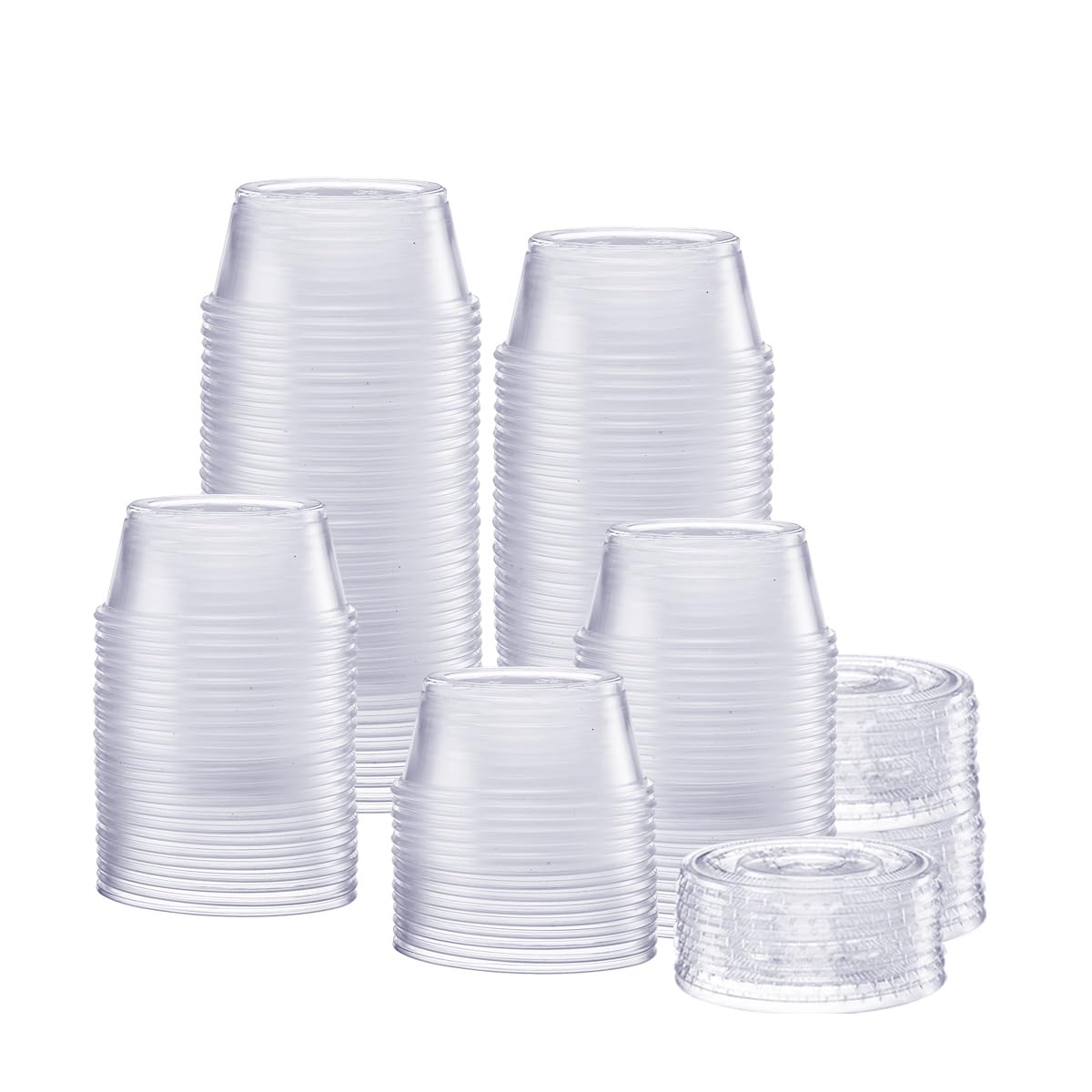 Comfy Package [200 Sets - 3.25 oz.] Plastic Disposable Portion Cups with Lids, Souffle Cups, Jello Cups