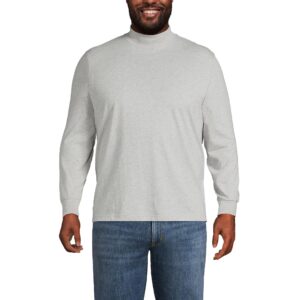 lands' end mens long sleeve super-t mockneck gray heather regular medium