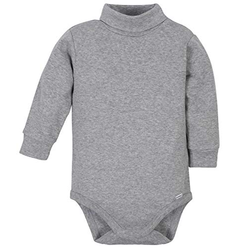 Gerber baby boys 2-pack Long Sleeve Turtleneck Onesies Bodysuits Footie, Gray, 12 Months US