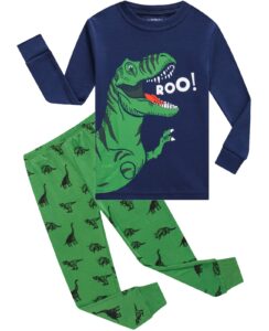 dolphin&fish boys pajamas 100% cotton kids pjs toddler pjs set dinosaur clothes style-830 size 6 dark blue