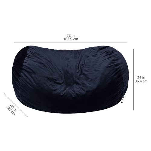 Amazon Basics Memory Foam Filled Bean Bag Lounger with Microfiber Cover, 6 ft, Blue, Solid