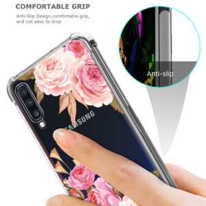 GREATRULY Floral Clear Case for Galaxy A70 for Women Girls,Pretty Phone Case for Samsung Galaxy A70 (2019),Flower Design Transparent Slim Soft Drop Proof TPU Bumper Cushion Silicone Cover Shell,FL-K