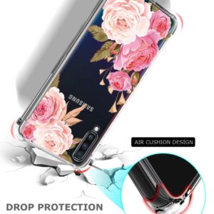 GREATRULY Floral Clear Case for Galaxy A70 for Women Girls,Pretty Phone Case for Samsung Galaxy A70 (2019),Flower Design Transparent Slim Soft Drop Proof TPU Bumper Cushion Silicone Cover Shell,FL-K