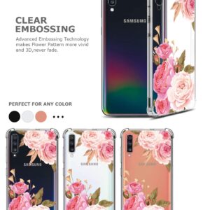 GREATRULY Floral Clear Case for Galaxy A70 for Women Girls,Pretty Phone Case for Samsung Galaxy A70 (2019),Flower Design Transparent Slim Soft Drop Proof TPU Bumper Cushion Silicone Cover Shell,FL-K