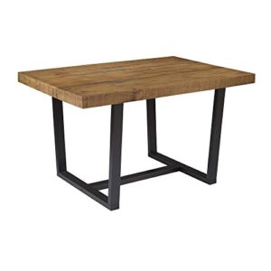 walker edison andre modern solid wood dining table, 52 inch, rustic oak