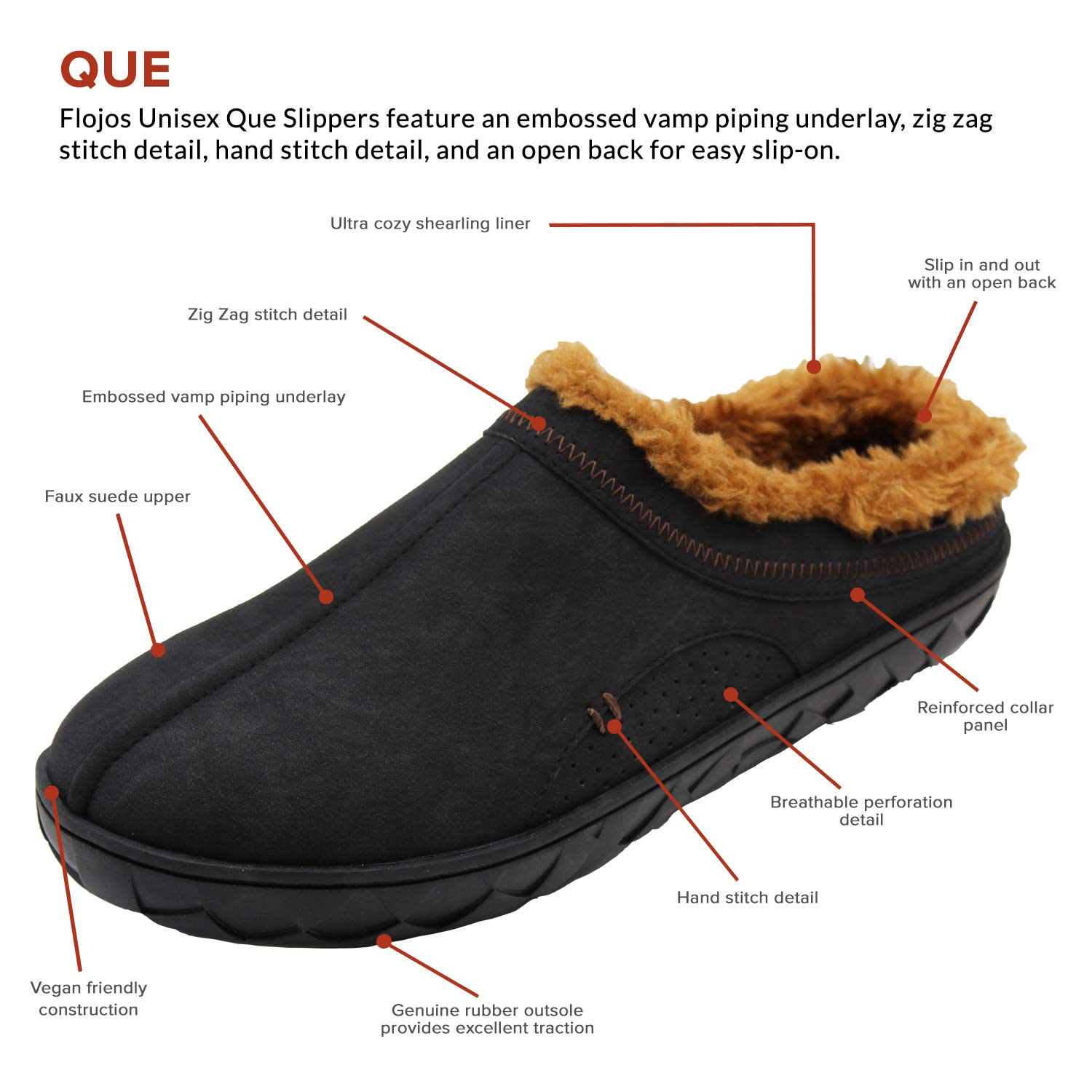 Flojos Unisex Que Slippers Black/Brown 8 M