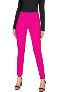 hybrid & company super comfy stretch with full elastic waist pull on hot pink millennium twill pant kp44972 neon pink s