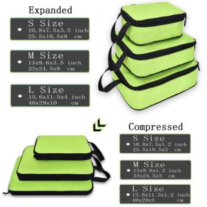 YZAOLL Compression Packing Cubes Bags Set for Kids Travel Luggage Packing Organizers Accessories Gift 3pcs Set Green