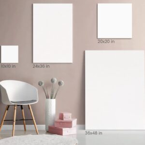 ARTEZA Stretched Canvas, 10 x 10 Inches, Pack of 8, Blank White Square Canvas for Painting for Acrylic, Oil and Gouache Paints