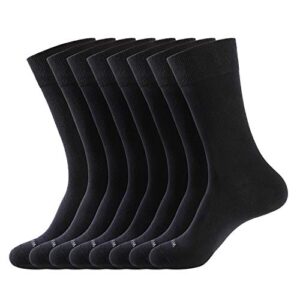 wander men's solid dress socks cotton black men 8 pairs trouser thin classic socks (shoe size:13-15, 8 pairs black)