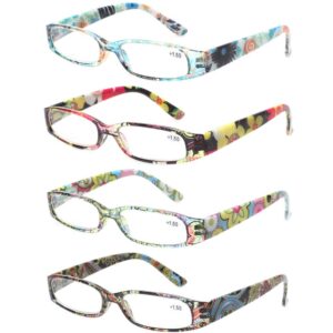 kerecsen women's reading glasses 4 pairs ladies fashion spring hinge readers (4 pack mix, 2.5)