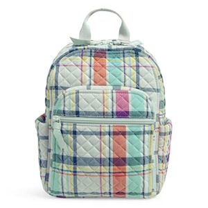 vera bradley women's cotton small backpack, pastel plaid - recycled cotton, one size