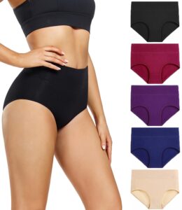 wirarpa women's cotton underwear high waist briefs full coverage post partum panties plus size 5 pack multicolored 3x-large