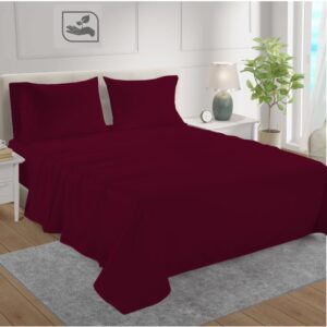 charlottelyhues luxury 100% egyptian cotton bed sheets - 1000 thread count 4-piece queen sheets set, long staple cotton bedding sheets, sateen weave, hotel sheets, fits upto 18" mattress - burgundy