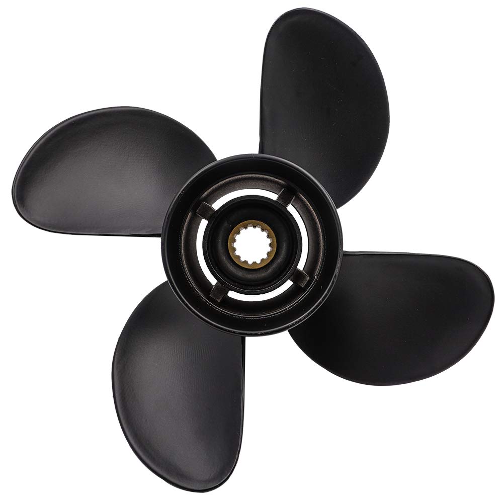 Young Marine Aluminum Outboard Propeller 4-Blade for Mercury Engines 25/30/35/40/45/50/55/60/70HP (D:10.38" x P:13")