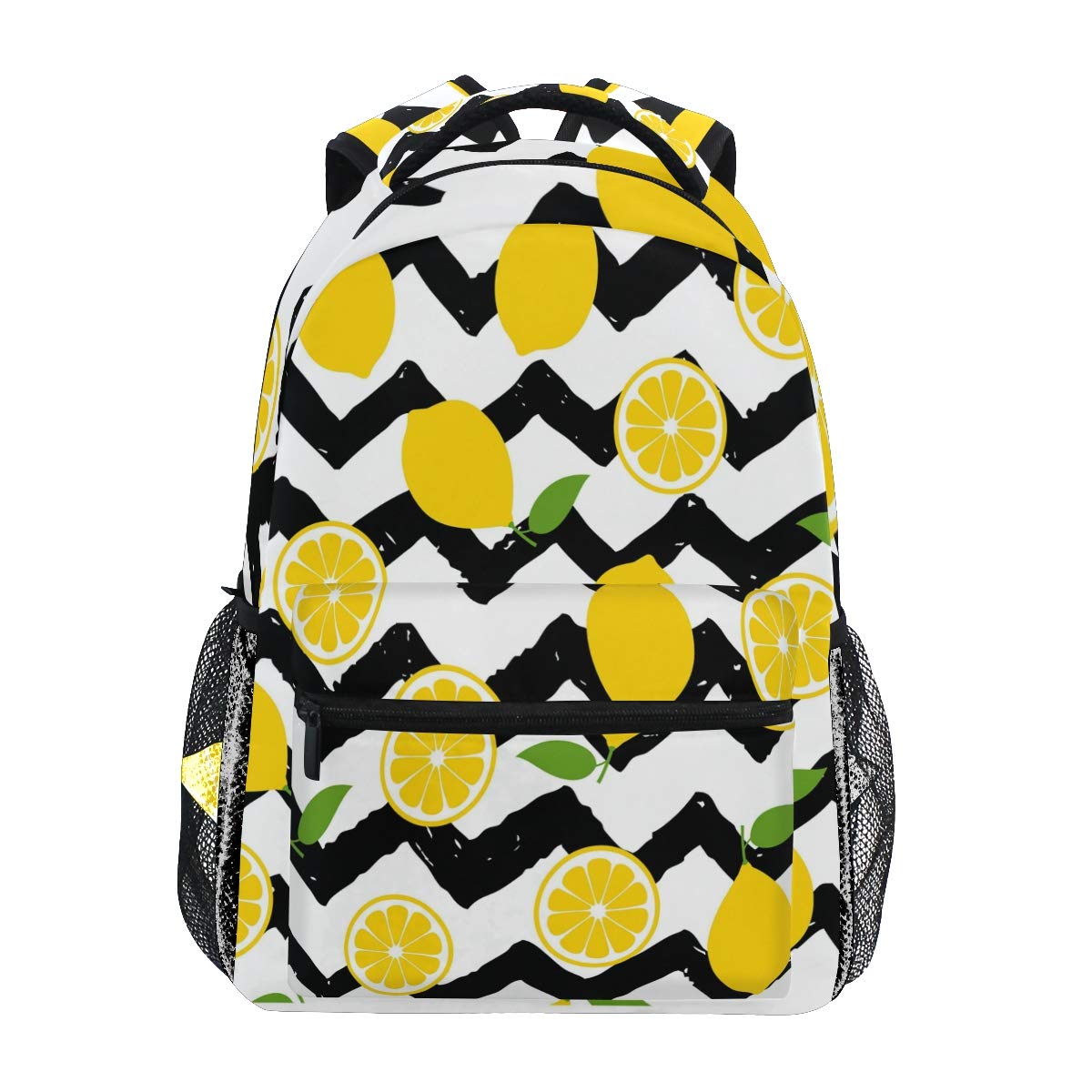 ALAZA Lemon Chevron Zig Zag Backpack Daypack School Bag Travel Shoulder Bag for Students Boys Girls