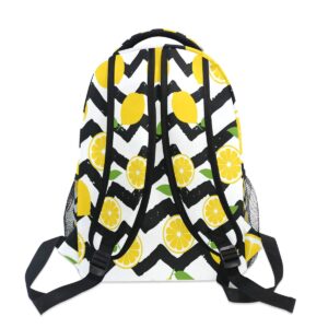 ALAZA Lemon Chevron Zig Zag Backpack Daypack School Bag Travel Shoulder Bag for Students Boys Girls