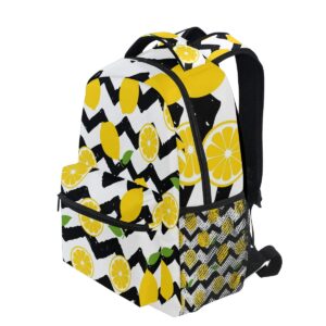 ALAZA Lemon Chevron Zig Zag Backpack Daypack School Bag Travel Shoulder Bag for Students Boys Girls