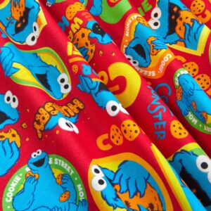 Sesame Street Digital Characters Cookie Monster Toss Red, Fabric by the Yard