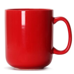 smilatte 20 oz large coffee mug, m016 plain ceramic boss big tea cup with handle for dad men, red