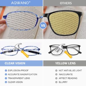 AQWANO 4 Pack Computer Reading Glasses Blue Light Blocking Lightweight TR90 Flexible Frame UV Protection Readers for Women Men +1.75