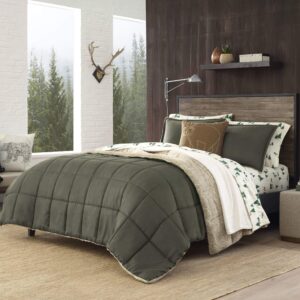 eddie bauer - king comforter set, reversible sherpa bedding with matching shams, cozy & warm home decor (sherwood green, king)