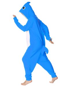 markest onesie unisex adult pajamas animal blue shark cosplay costume sleepwear,m