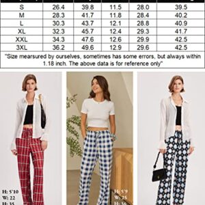 Ekouaer Women Pajama Pants Comfy Pj Bottom with Pockets Stretch Plaid Sleepwear Black and Wine Red Plaid Small