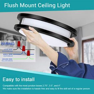 36W Dimmable Ceiling Light Fixture, 12in Flush Mount Light Fixture, LED Ceiling Lights for Bathroom, Bedroom, Kitchen, Super Bright 4000 Lumens, 400W Equivalent, 5000K Daylight, 2 Pack