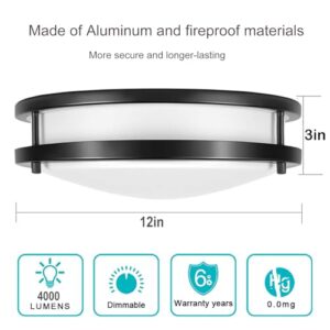 36W Dimmable Ceiling Light Fixture, 12in Flush Mount Light Fixture, LED Ceiling Lights for Bathroom, Bedroom, Kitchen, Super Bright 4000 Lumens, 400W Equivalent, 5000K Daylight, 2 Pack