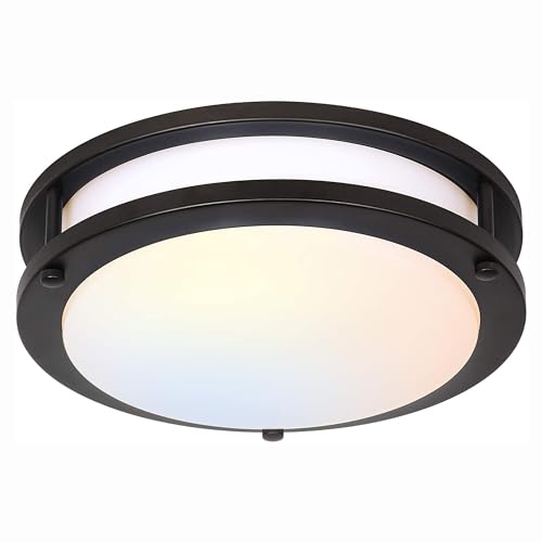 13 inch Flush Mount LED Ceiling Light Fixture, 2700K/3000K/3500K/4000K/5000K Adjustable Ceiling Lights, Oil Rubbed Bronze Saturn Dimmable Lighting for Hallway Bathroom Kitchen or Stairwell, ETL Listed