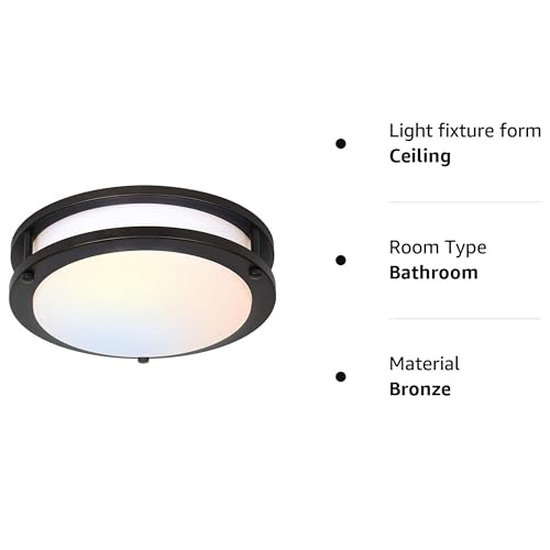 13 inch Flush Mount LED Ceiling Light Fixture, 2700K/3000K/3500K/4000K/5000K Adjustable Ceiling Lights, Oil Rubbed Bronze Saturn Dimmable Lighting for Hallway Bathroom Kitchen or Stairwell, ETL Listed