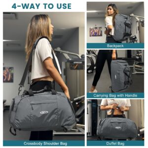 G4Free 40L 3-Way Duffle Bag Backpack Gym Bag for Men Women Sports Duffel Bag with Shoe Compartment Travel Backpack Luggage