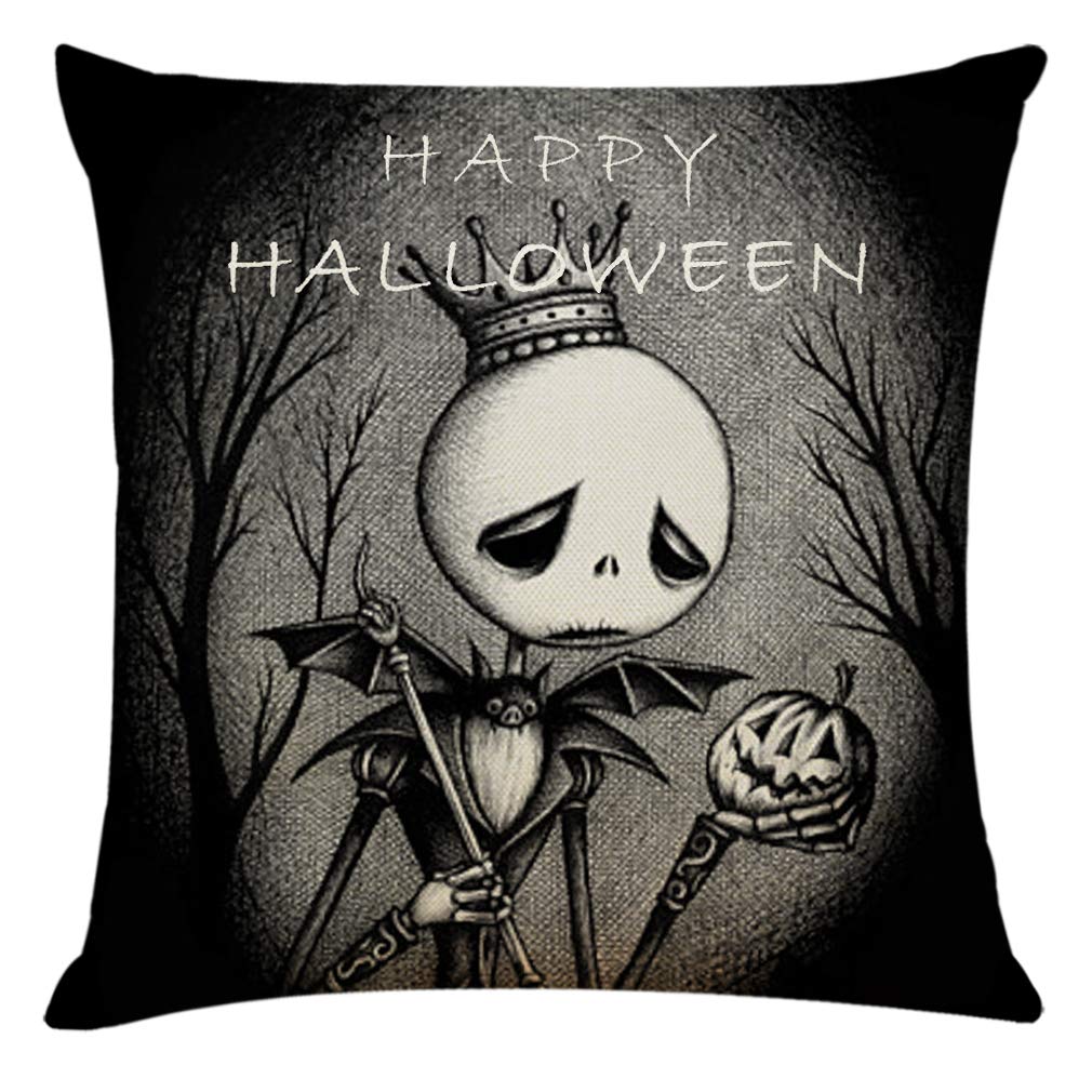 Ogrmar 4PCS 18"x18" Throw Pillow Covers Halloween Decorative Couch Pillow Cases Cotton Linen Pillow Square Cushion Cover for Sofa, Couch, Bed and Car