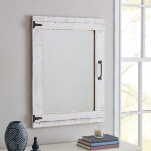 firstime & co. cottage door wall mirror, 32"h x 24"w, rustic white