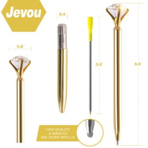 Jevou Hollow Round Pen Holder Signing Pen Set with Big Crystal Diamond Pen for Wedding Bridal Engagement Party Favors, Golden