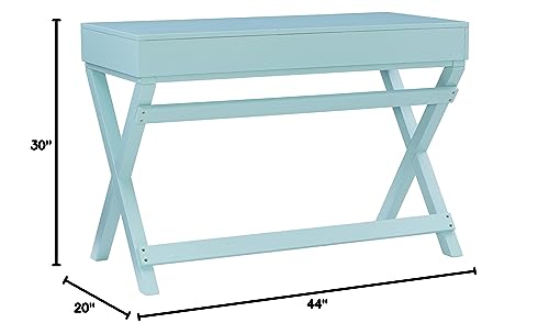 Linon Home Décor Jaycee Blue Writing Desk, 20"D x 44"W x 30"H, Blue