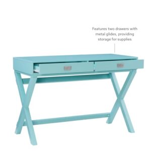 Linon Home Décor Jaycee Blue Writing Desk, 20"D x 44"W x 30"H, Blue