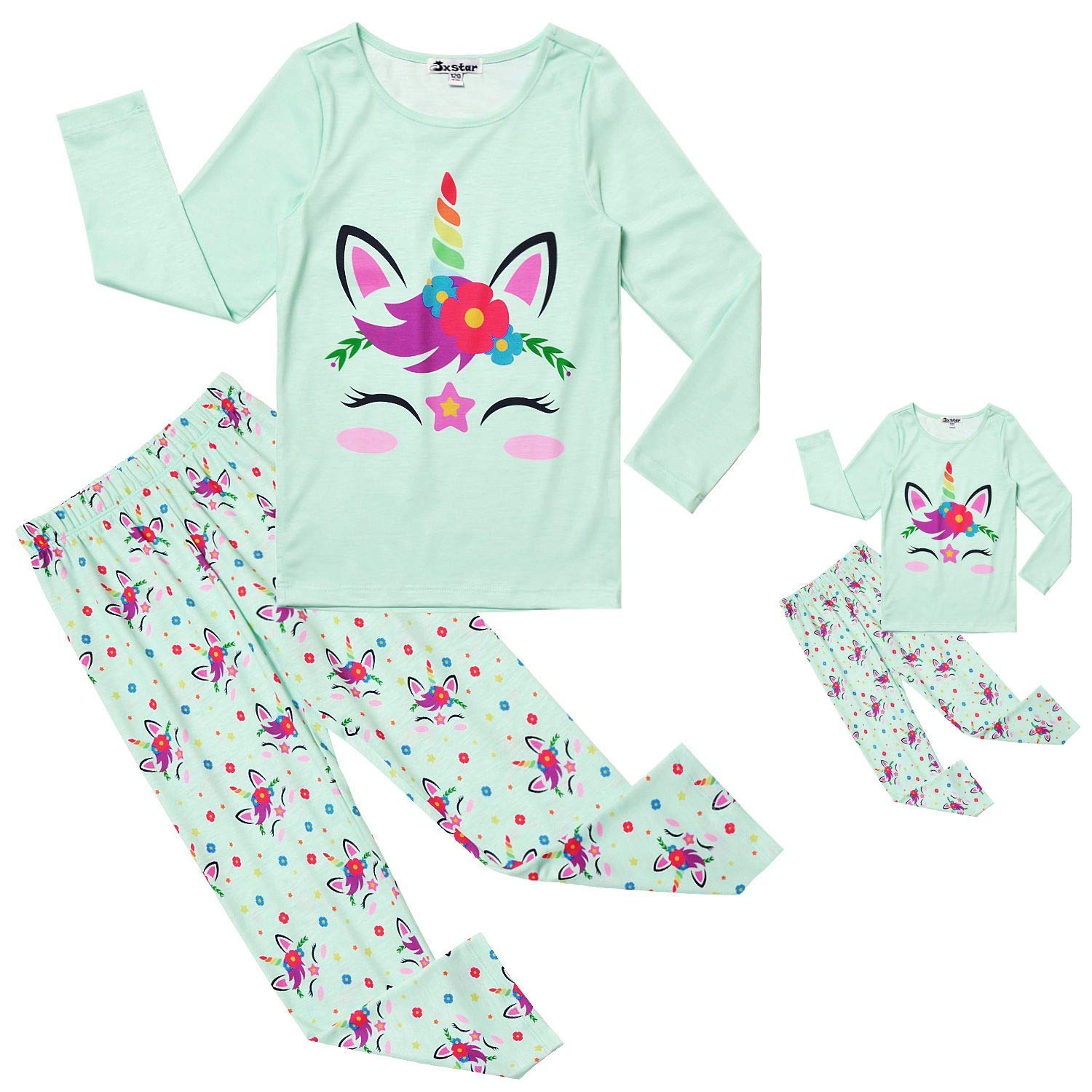 Jxstar Pajamas for Girls 4t 5t Fall Winter Pjs Set Matching America Girls Doll Clothes