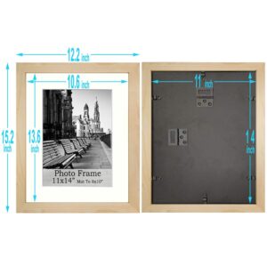 Meetart Picture Frames 11x14 inch Pack of 3 Piece in Plastic Glass MDF Shallow wooden-grain Color Frame, Display Pictures 11x14 8x10, Wall Hanger Vertical and Horizontal.