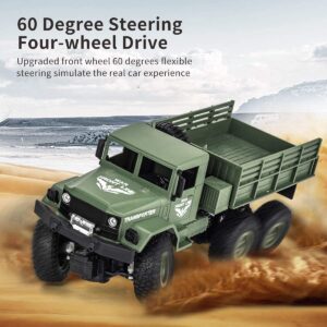 XINGRUI 50 Minutes Playing Time RC Military Truck, JJRC Q69 Off-Road Remote Control Car 2.4Ghz 4WD 1:18 Scale Toy Vehicle for Kids Children Boy Gift