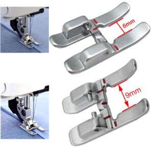 CKPSMS brand 1SET#93-036931-91+93-036933-91 6MM&9MM Open Toe Presser Foot with IDT Compatible with/Replacement for Pfaff brand Sewing Machines (6mm and 9mm Open Toe Satin Stitch Metal Applique Foot)