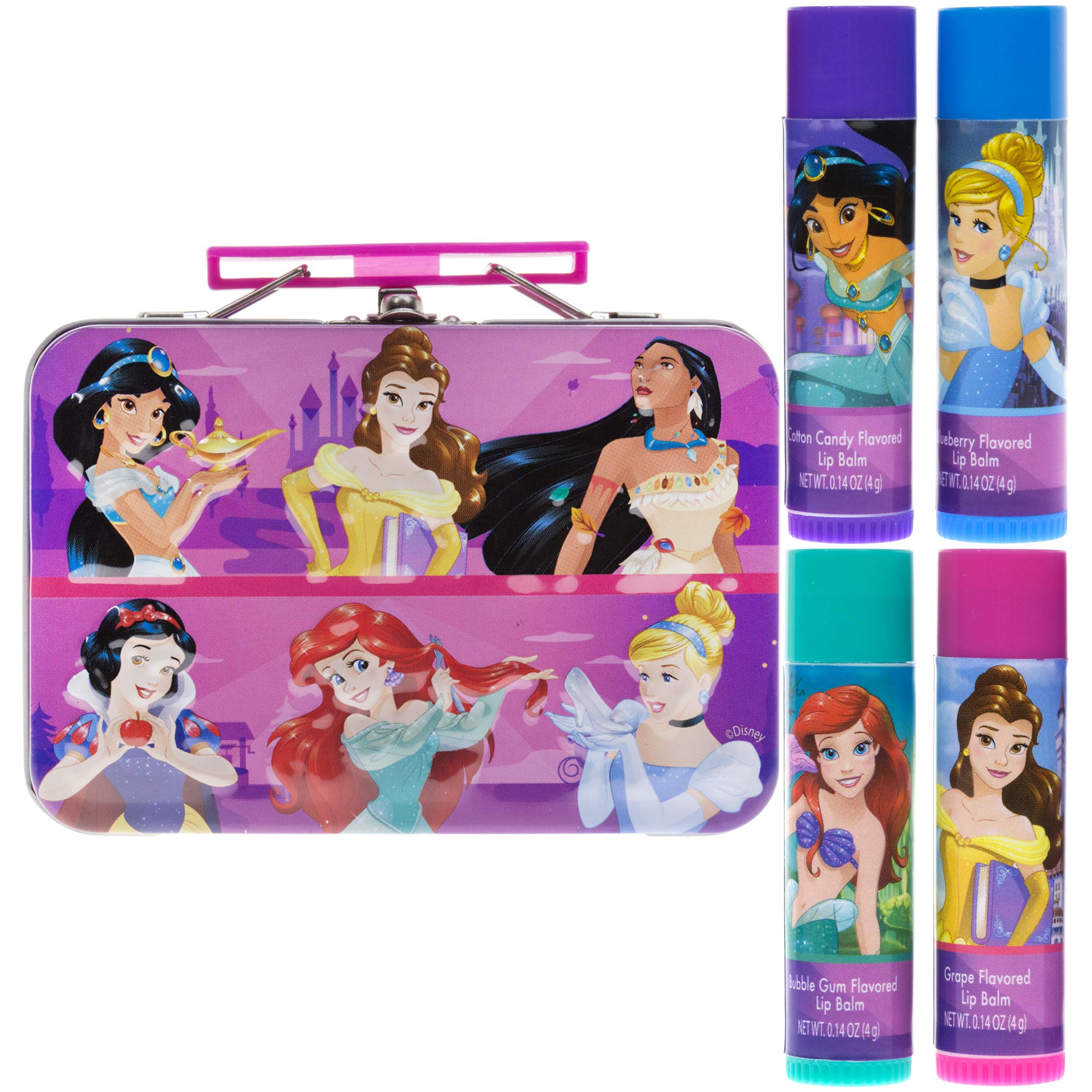 Townley Girl Disney Princess Swirl Lip Balm with Storage Tin, 5 Count